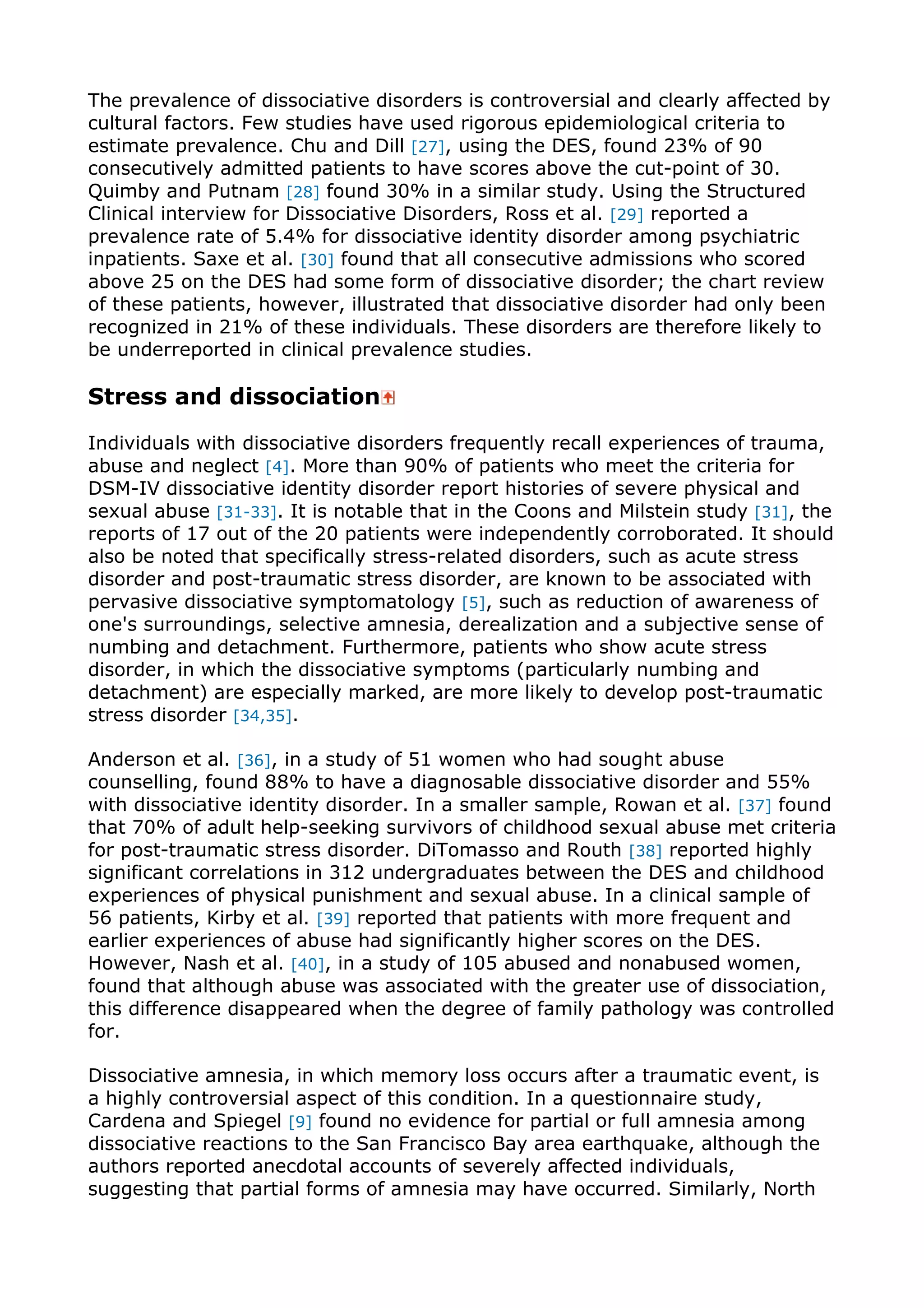 Dissociation and trauma | PDF