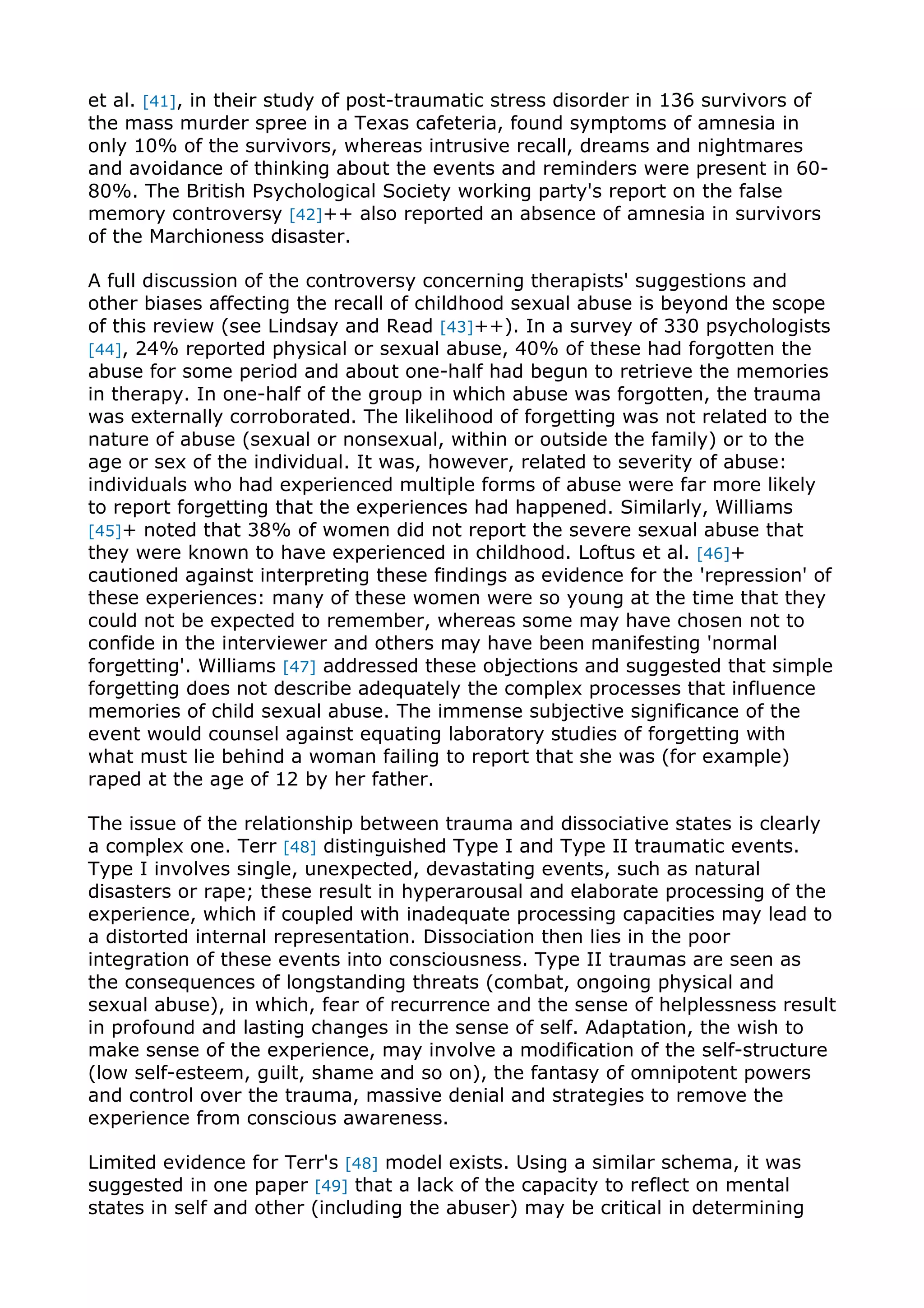 Dissociation and trauma | PDF