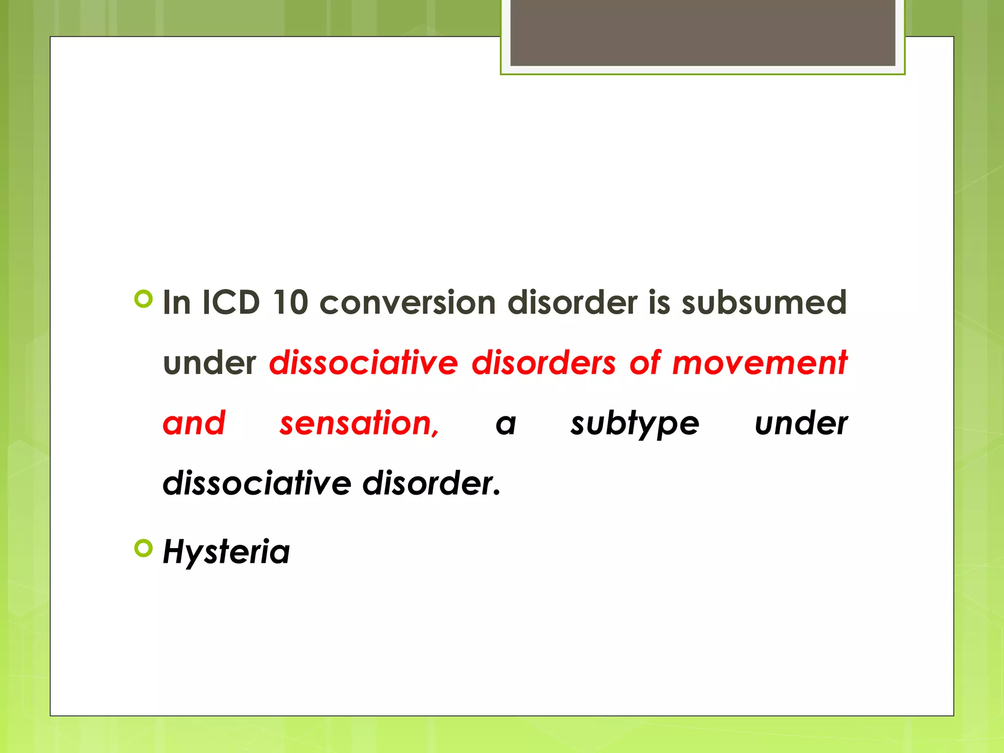 Dissociative disorders & conversion disorders | PPT