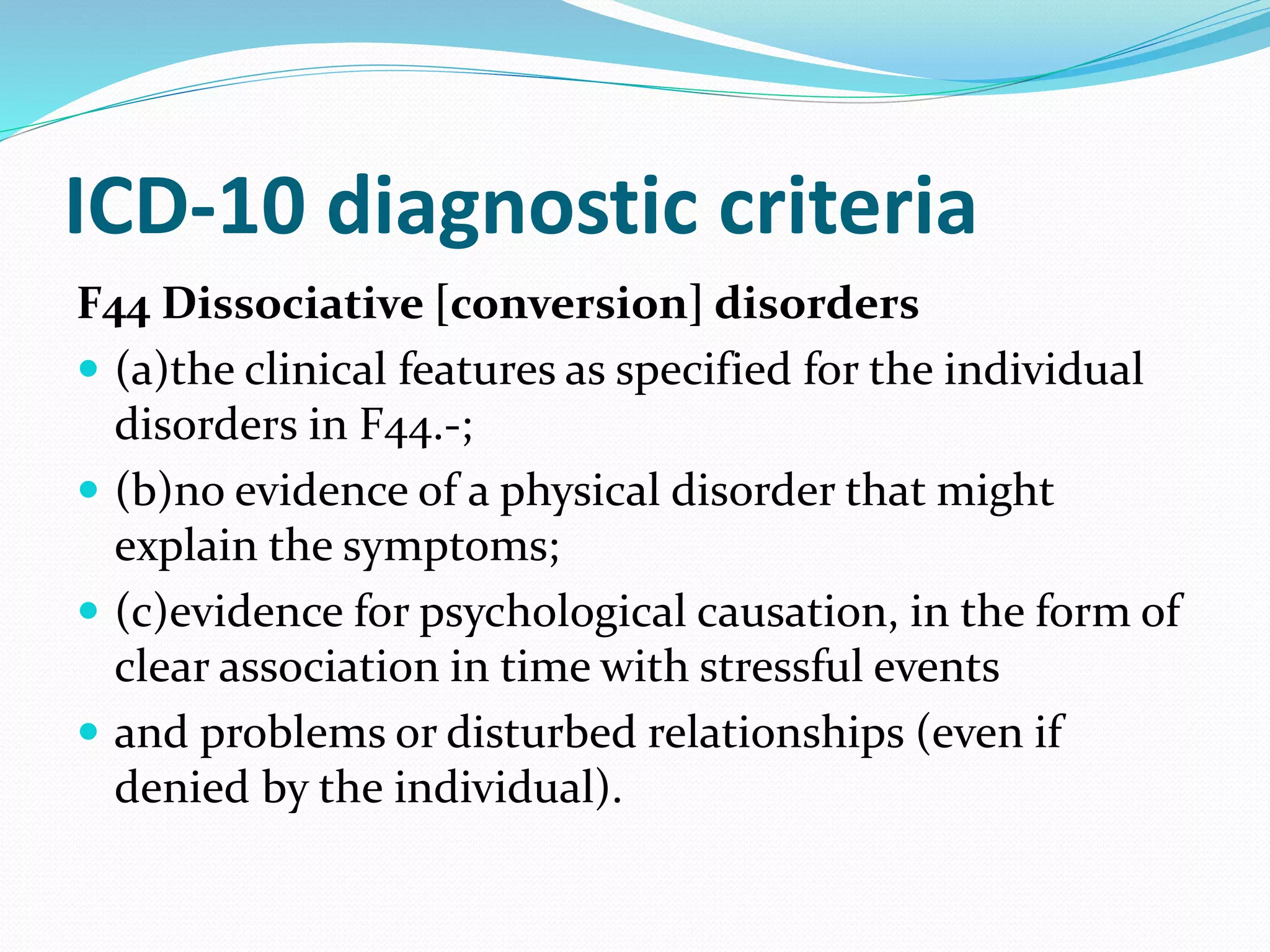 Dissociative [conversion] disorders | PPTX