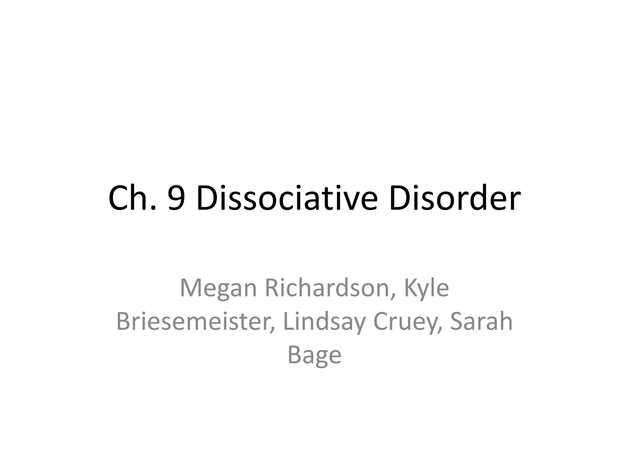 Dissociative disorder | PPTX