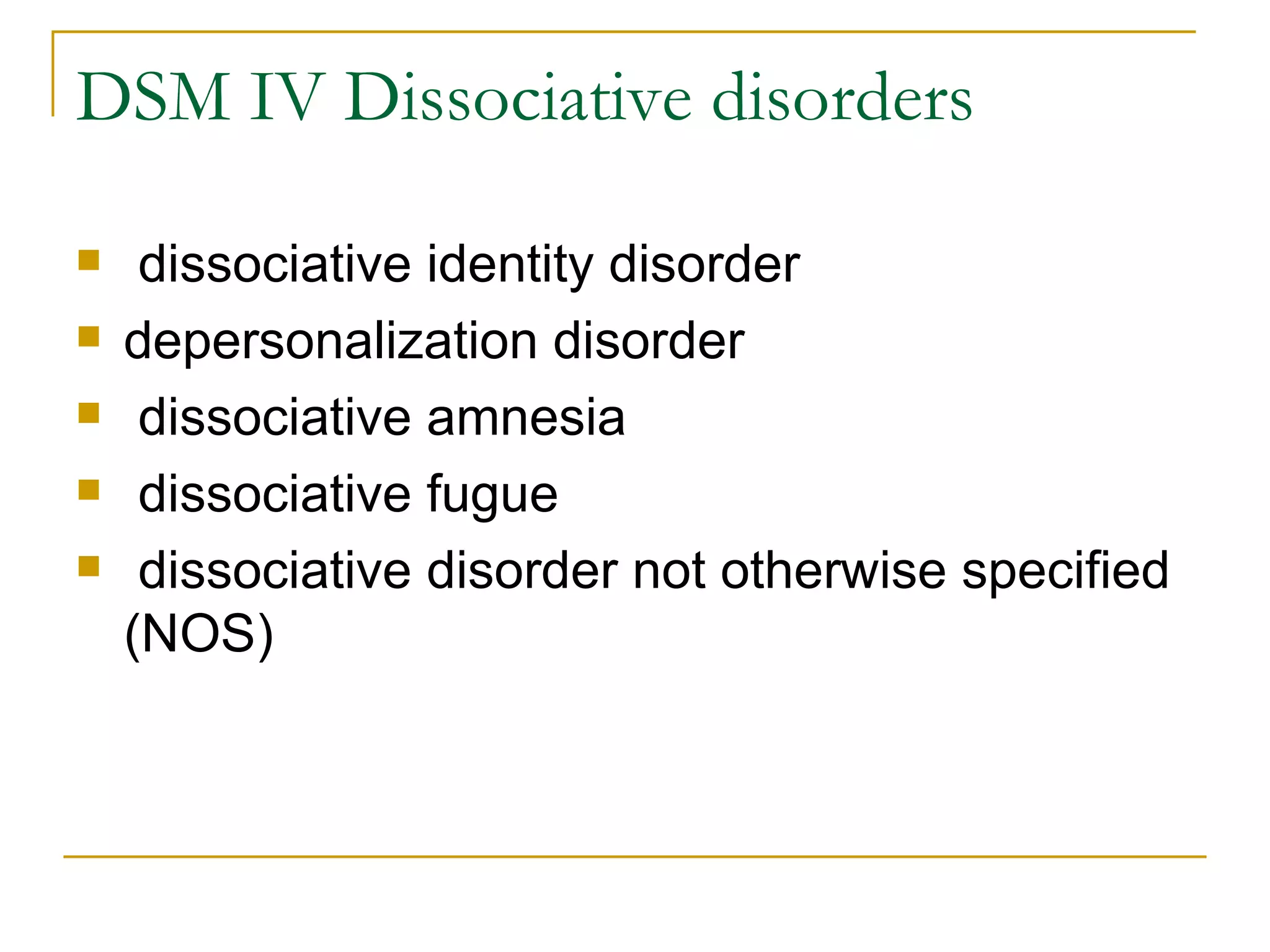 Dissociative Disorders | PPT