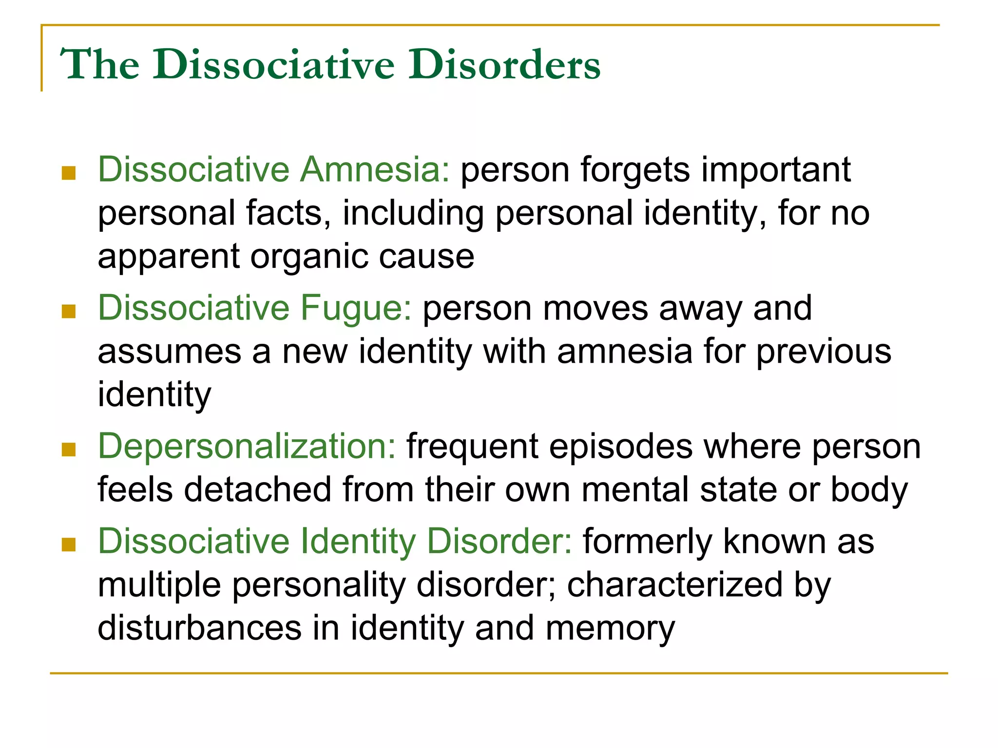 Dissociative disorders | PPT
