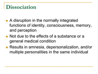 Dissociative disorders | PPT