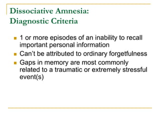 Dissociative disorders | PPT