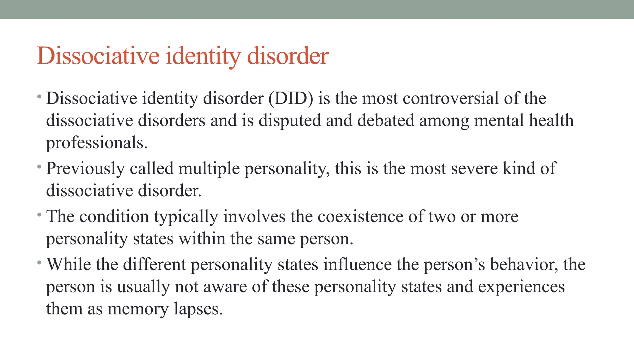 DISSOCIATIVE DISORDERS with all the notespptx | PPT