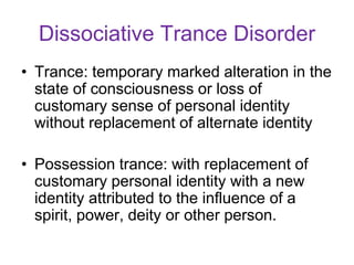 Dissociative Disorders (2008) | PPT