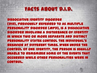 Dissociative Identity Disorder | PPT