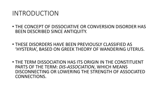 Dissociative spectrum disorder | PPTX | Brain and Nervous System ...