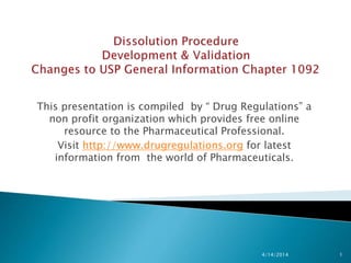 Dissolution Method Development & Validation | PPTX