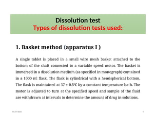 Dissolution Official Test Monograph Pharma | PPTX