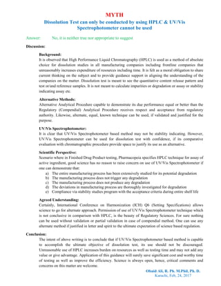 Dissolution & Alternate Analytical Method | PDF