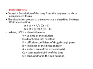 Dissolution and diffusion cdds | PPTX