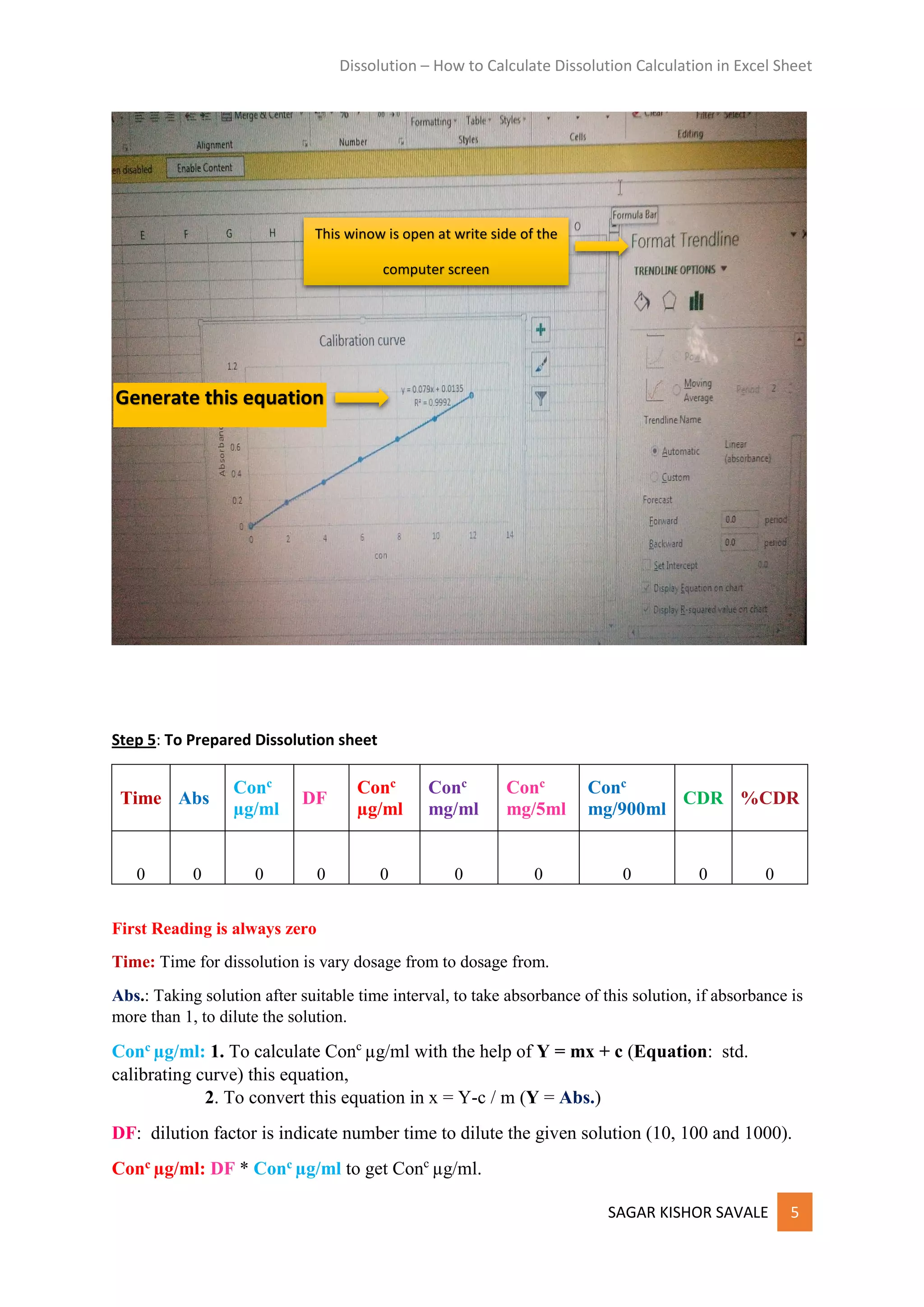 Dissolution: how to calculate dissolution calculation in excel sheet | PDF