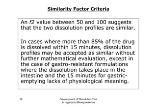 Dissolution Test development in regard to bioequivalence | PDF