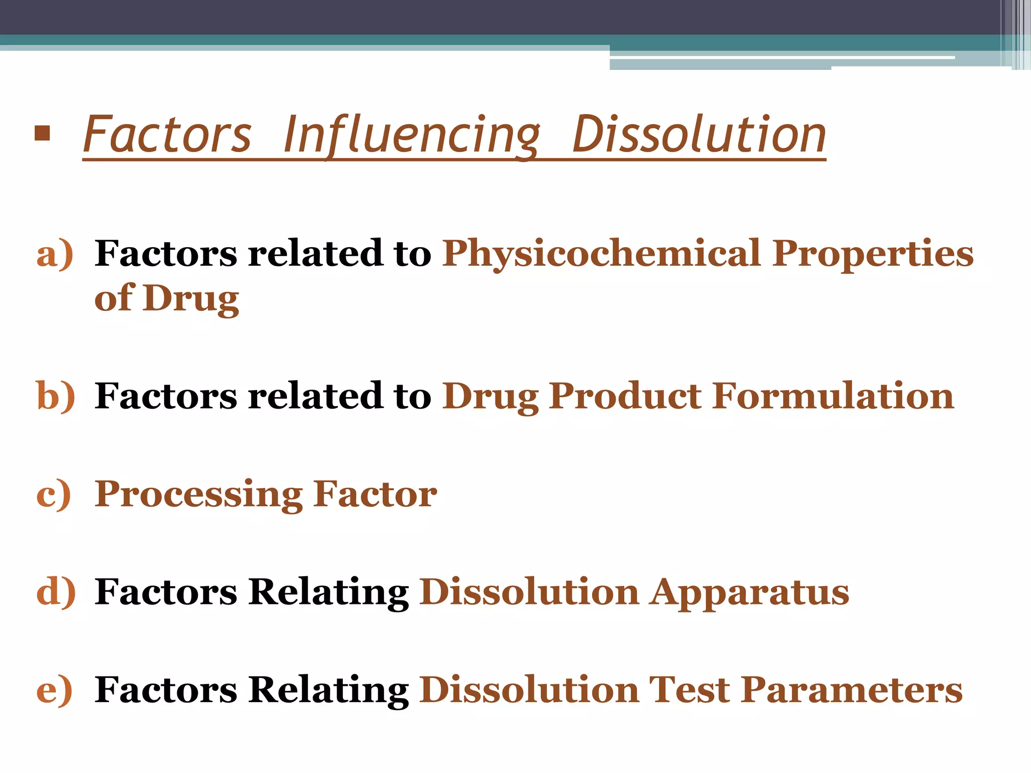 Dissolution Models and Methods, Factors and Kinetics. | PPTX