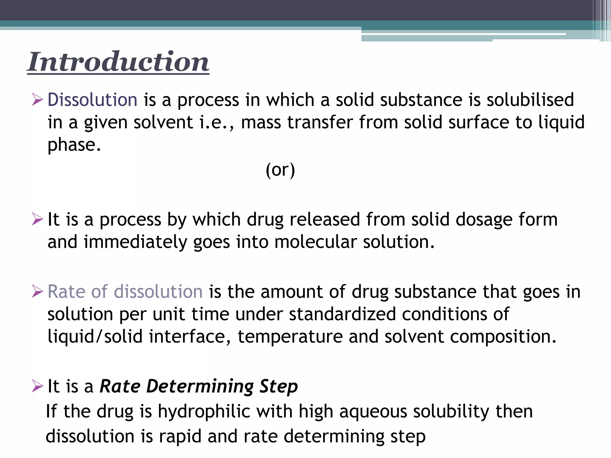 Dissolution Models and Methods, Factors and Kinetics. | PPTX