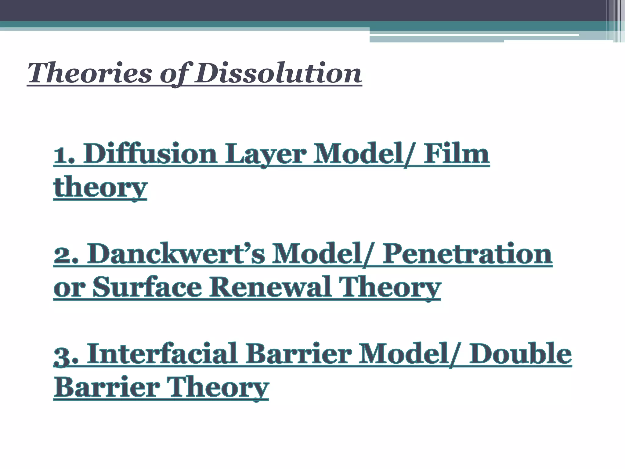 Dissolution Models and Methods, Factors and Kinetics. | PPTX