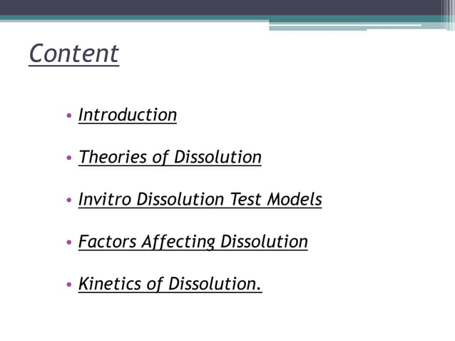 Dissolution Models and Methods, Factors and Kinetics. | PPTX