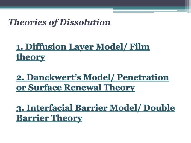 Dissolution Models and Methods, Factors and Kinetics. | PPTX