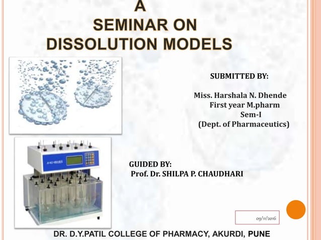 Dissolution models (sem 1) | PPTX | Pharmaceutical Drugs | Medical Health