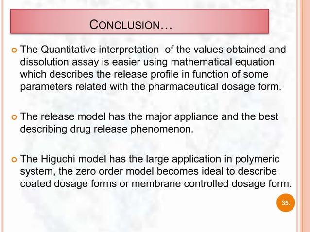 Dissolution models (sem 1) | PPTX | Pharmaceutical Drugs | Medical Health