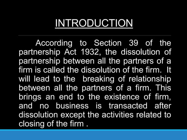 Dissolution of partnership firm | PPTX | Business | Business and Finance