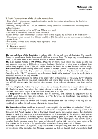 Dissolution parameters of a dosage form | PDF