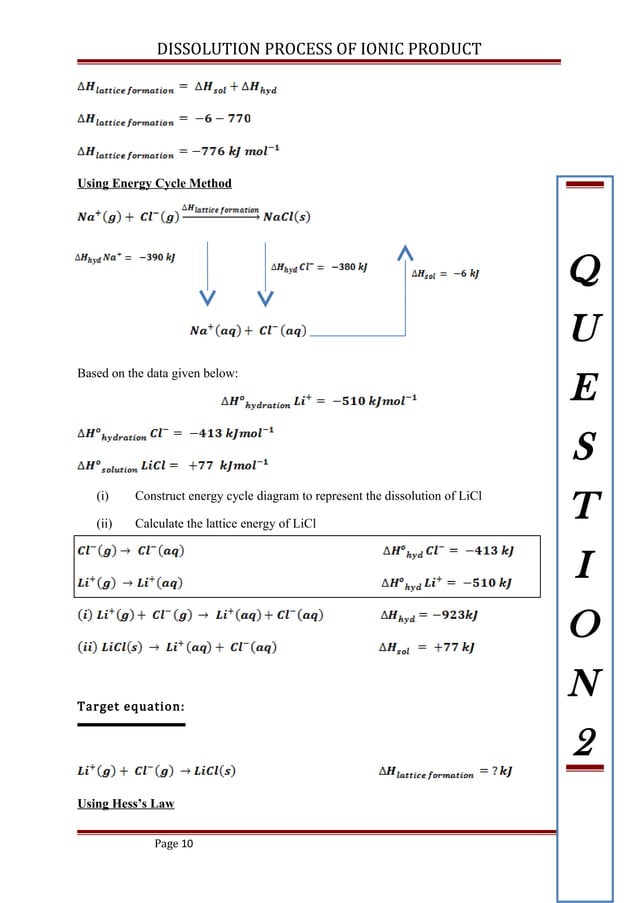 Dissolution process of ionic solid | DOC | Chemistry | Science