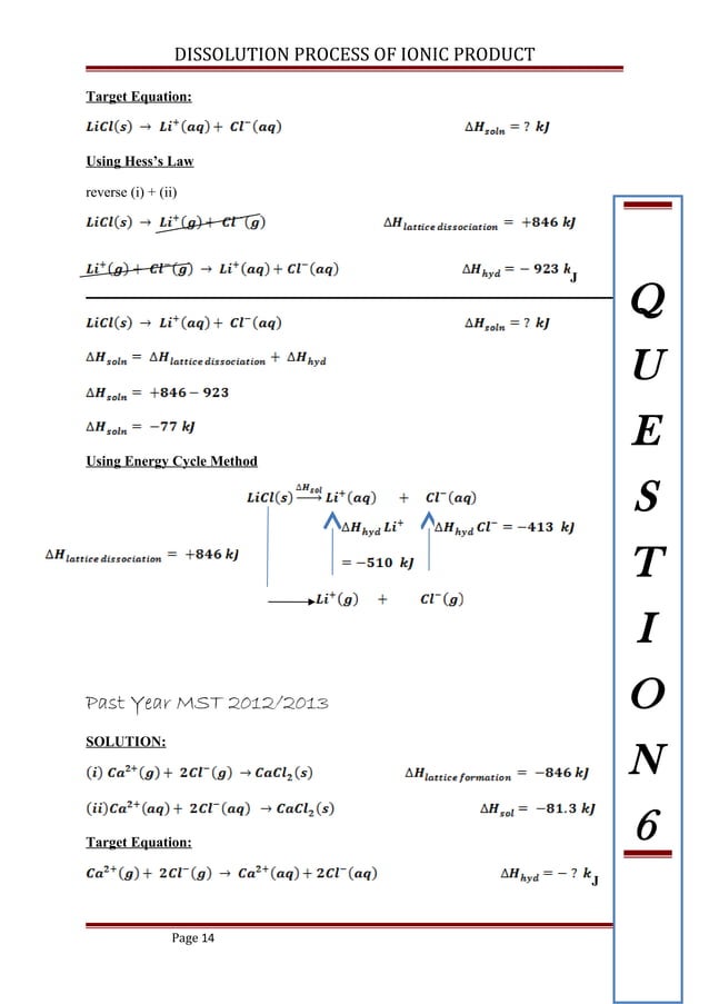 Dissolution process of ionic solid | DOC | Chemistry | Science