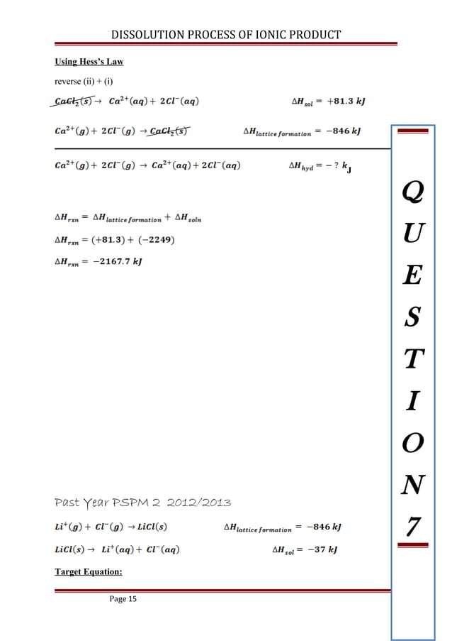 Dissolution process of ionic solid | DOC | Chemistry | Science