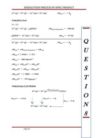 Dissolution process of ionic solid | DOC | Chemistry | Science