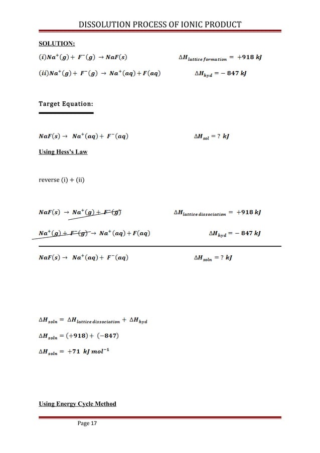 Dissolution process of ionic solid | DOC | Chemistry | Science