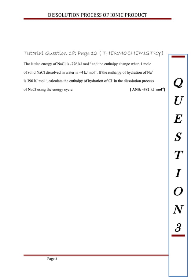 Dissolution process of ionic solid | DOC | Chemistry | Science
