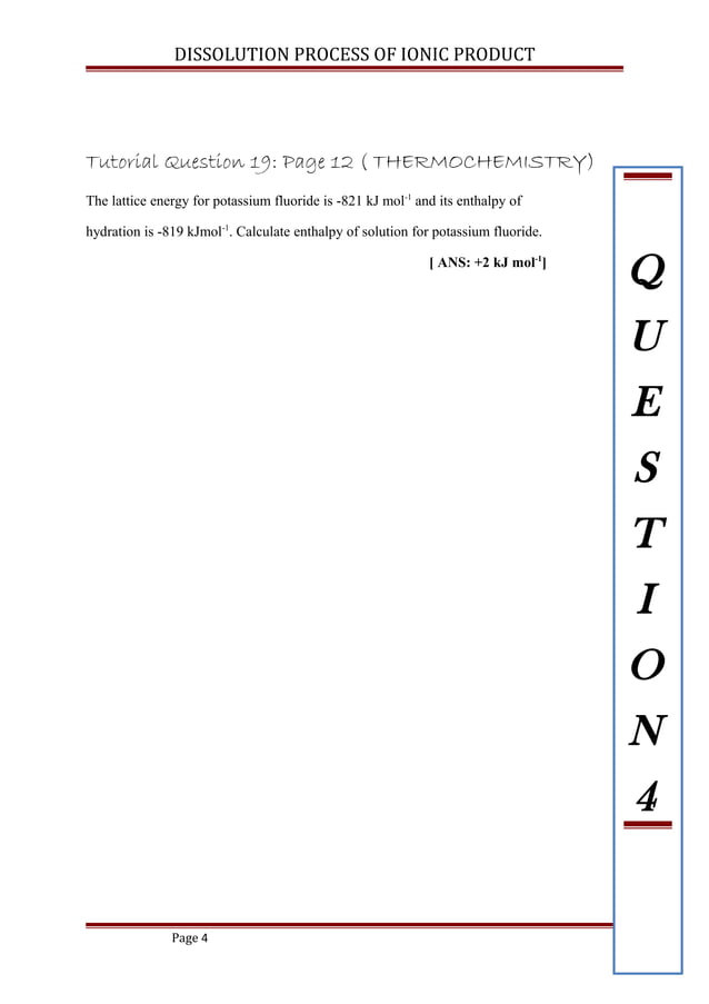 Dissolution process of ionic solid | DOC | Chemistry | Science