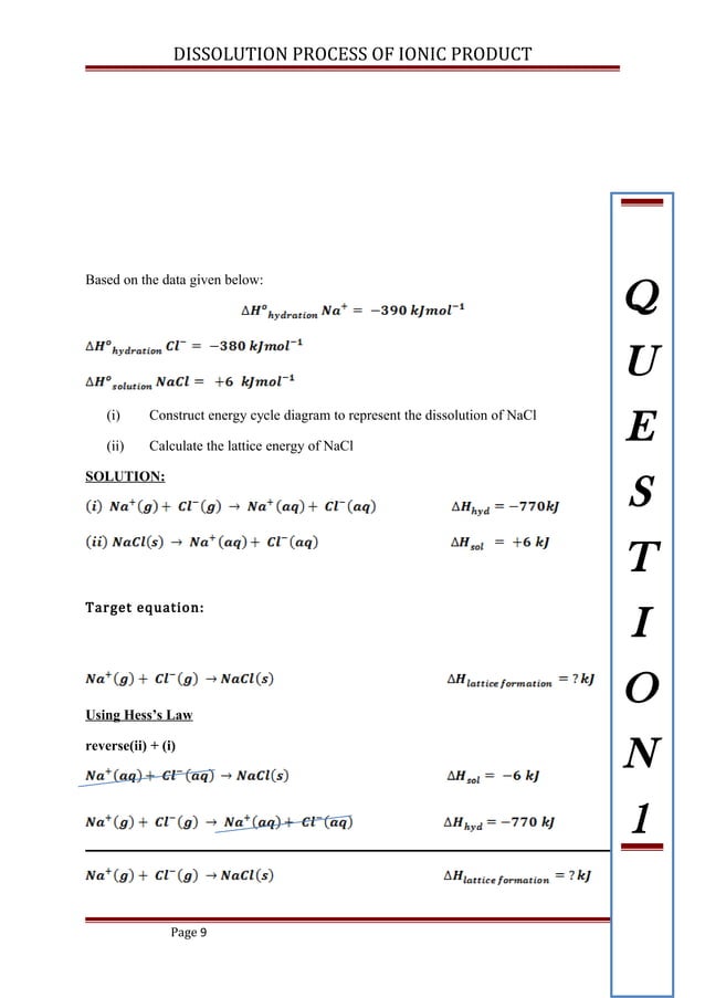 Dissolution process of ionic solid | DOC | Chemistry | Science