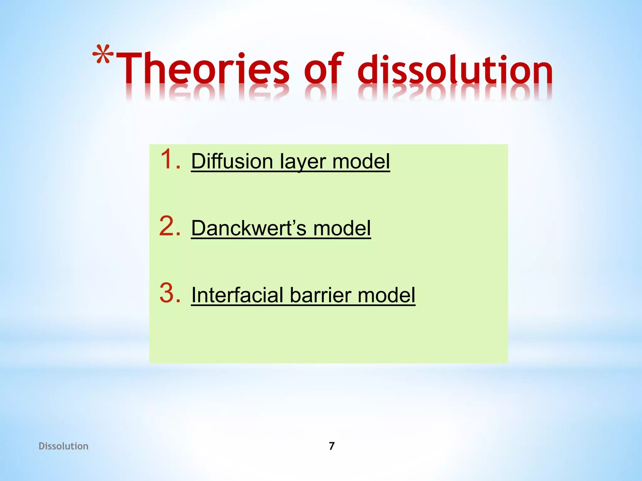Dissolution study-Dissolution studies Factor affecting dissolution and ...