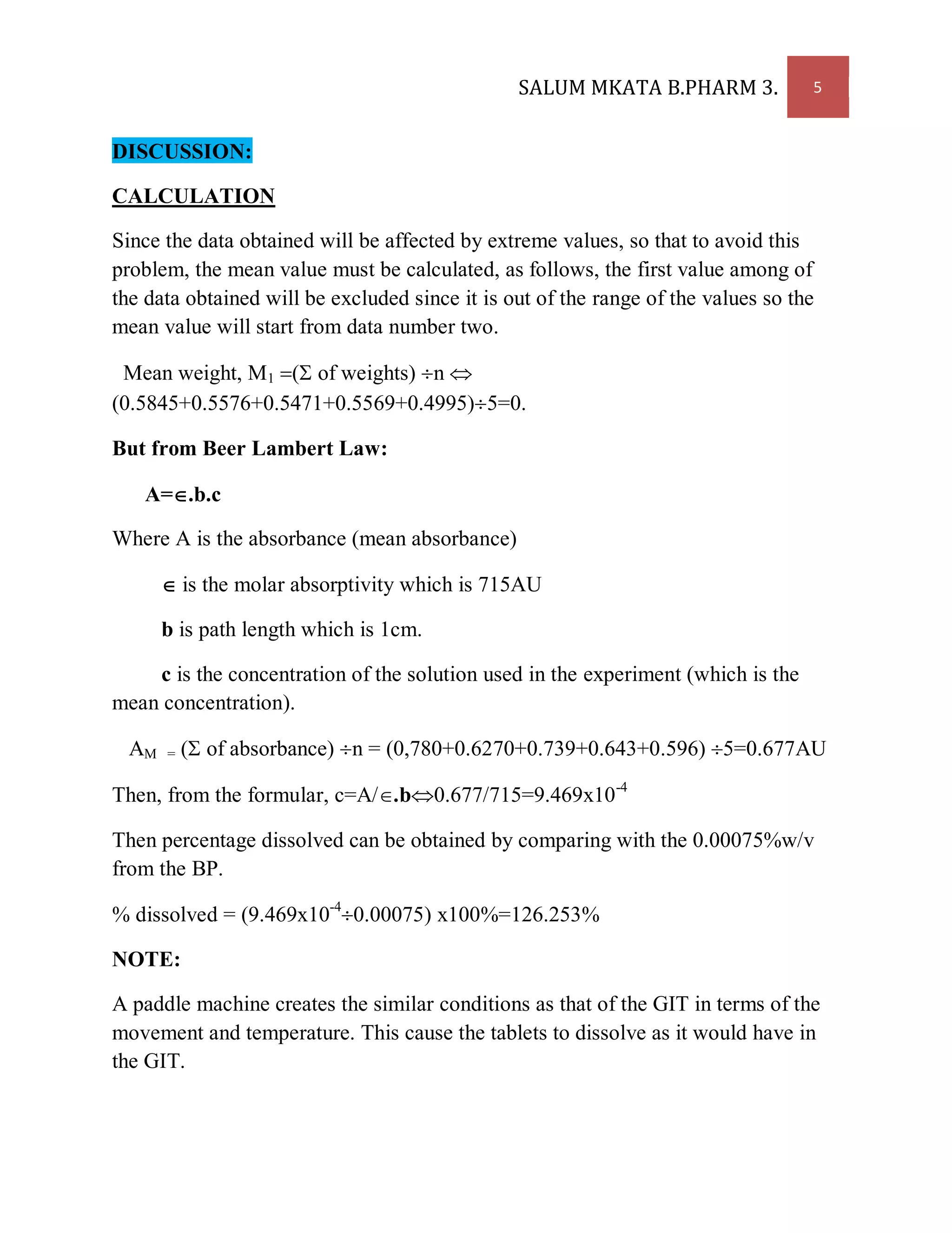 Dissolution test. | PDF