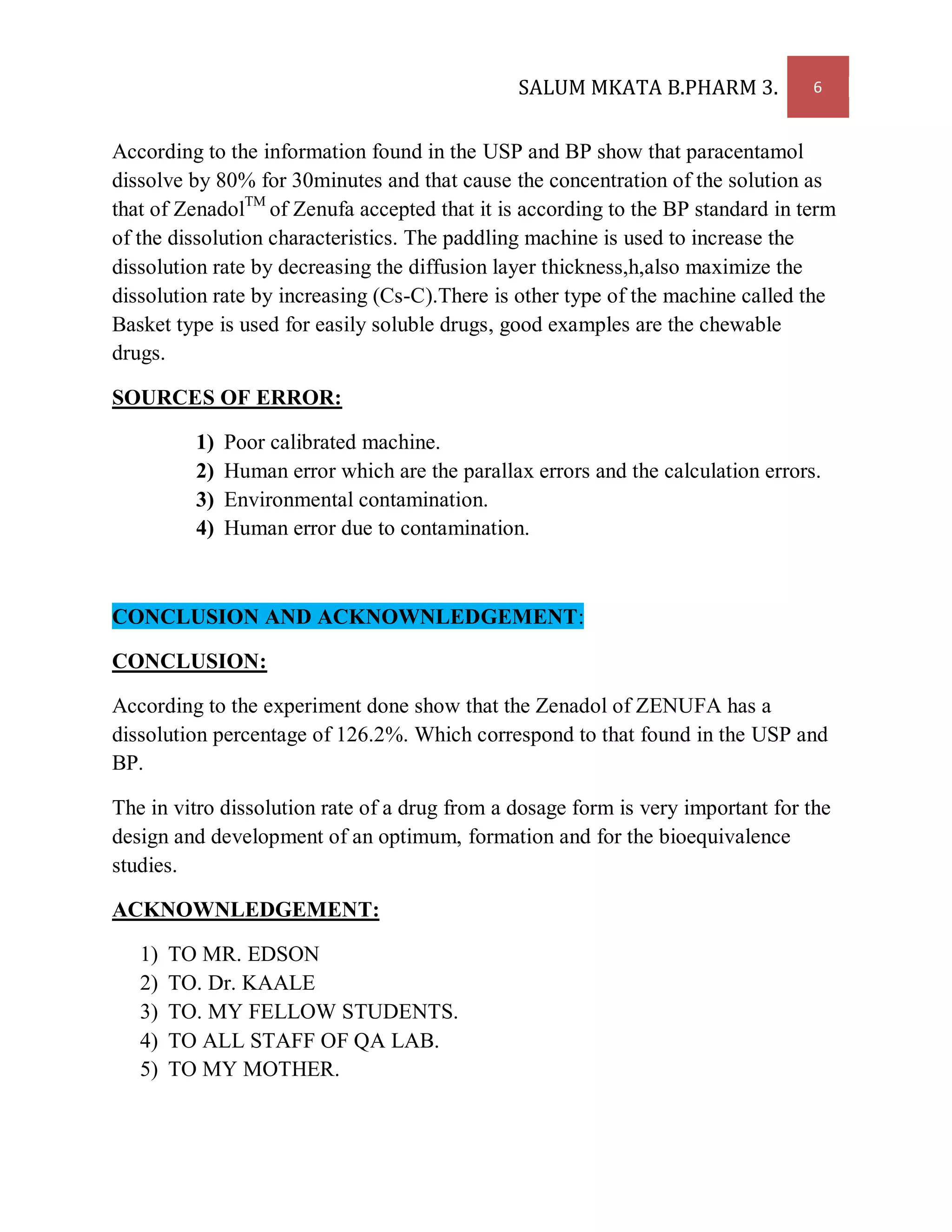 Dissolution test. | PDF