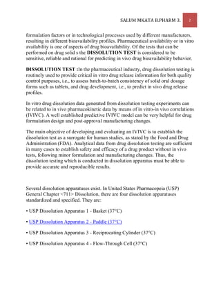 Dissolution test. | PDF