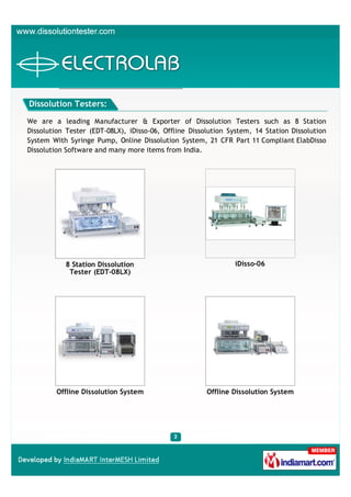 Electrolab (India) Pvt. Ltd, Mumbai, Pharmaceutical Testing Equipments ...