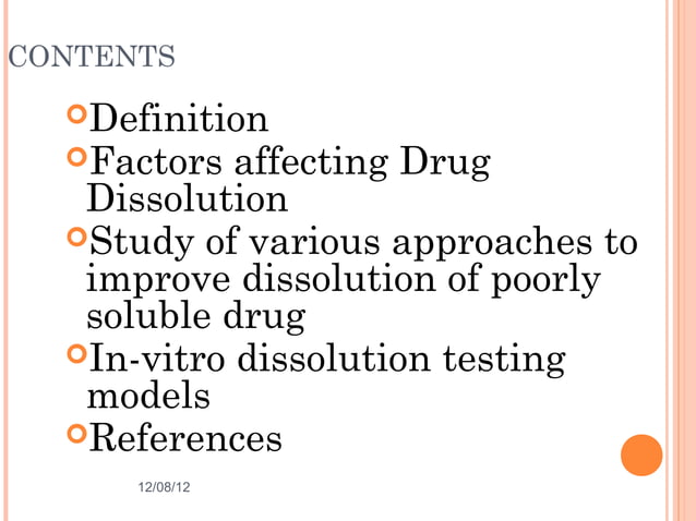 Dissolution testing | PPT | Chemistry | Science