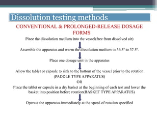 Dissolution testing conventional and controlled release products | PPTX