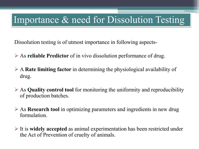 Dissolution Testing Conventional And Controlled Release Products Ppt