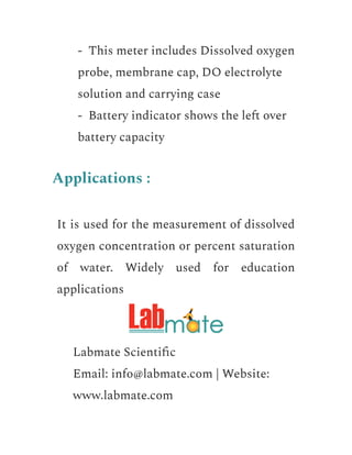 Dissolved Oxygen Meter | PDF | Chemistry | Science