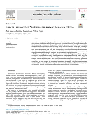 Dissolving microneedles Applications and growing therapeutic potential.pdf