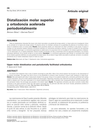Distalizacion molar con ortodoncia acelerada periodontalmente | PDF