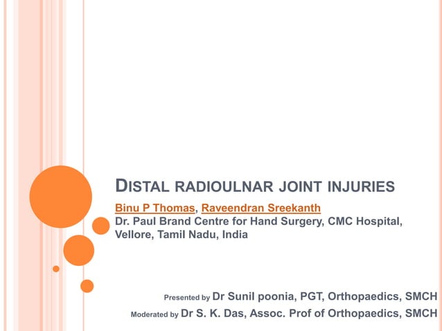 Distal radioulnar joint injuries( DRUJ) and carpal instability | PPTX
