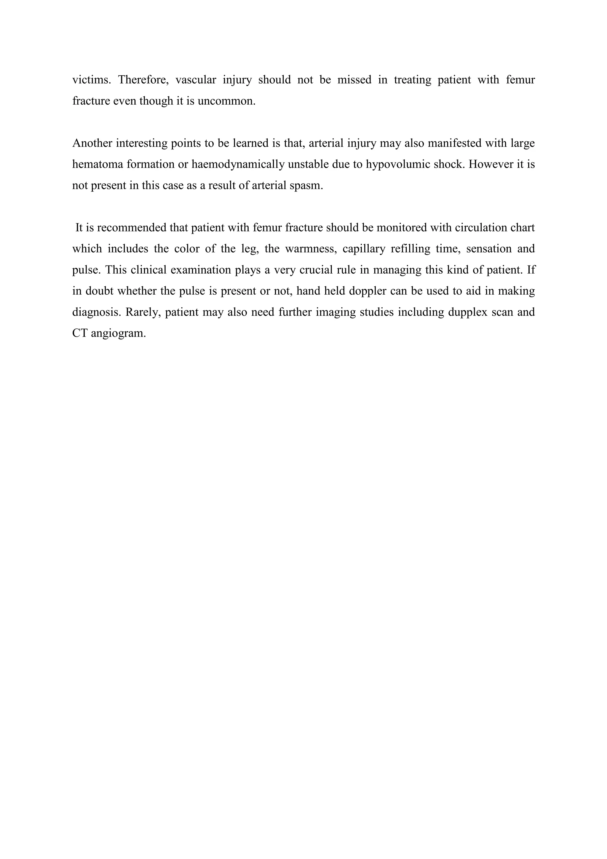 Distal third left femoral shaft fracture with arterial injury | PDF ...