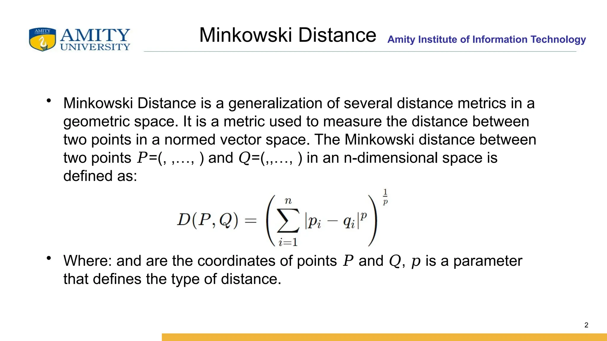 distance metrics in machine learning distance metrics in machine learning distance metrics in ...
